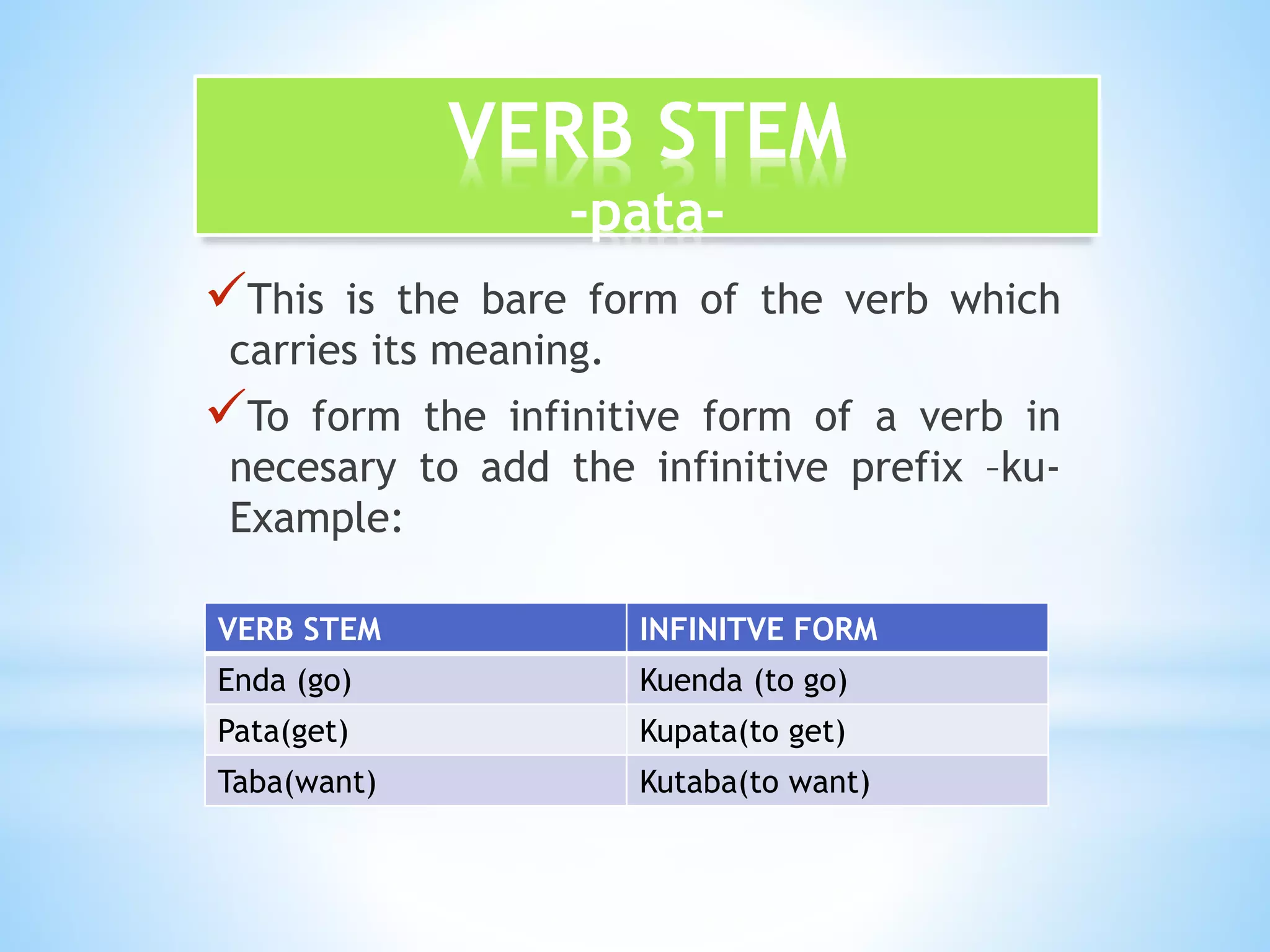 Morphology tutorial swahilli | PPTX