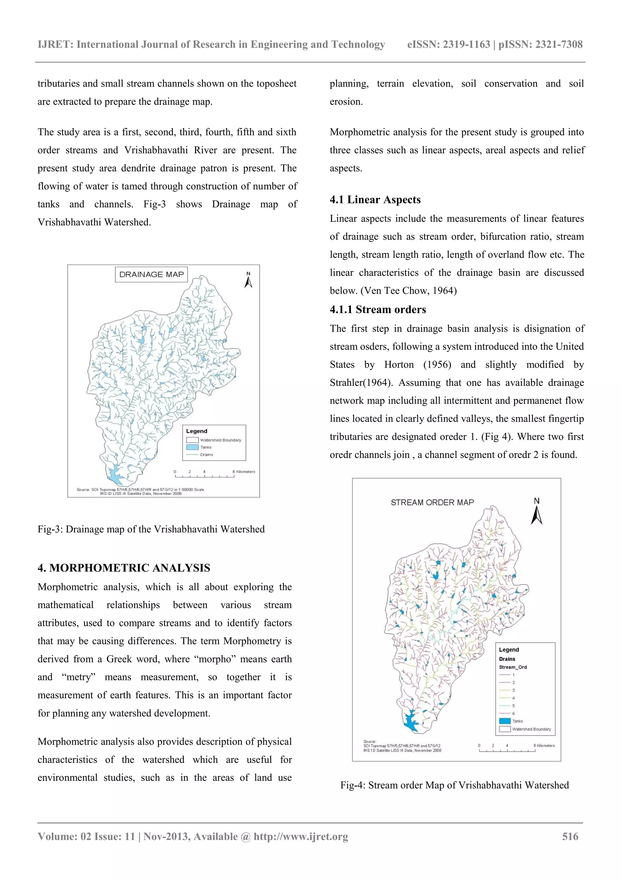 Morphometric analysis of vrishabhavathi watershed using remote sensing ...
