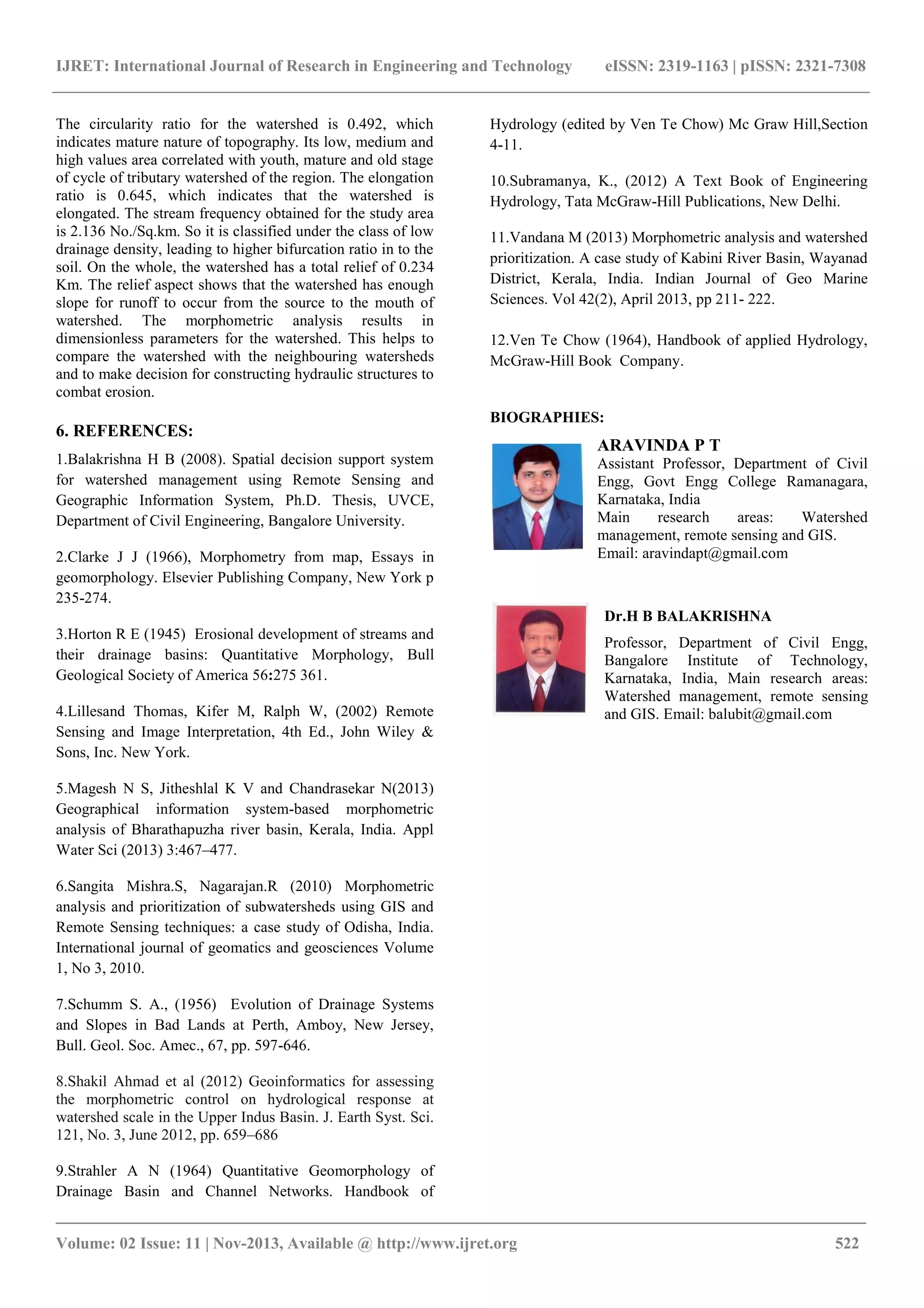 Morphometric Analysis Of Vrishabhavathi Watershed Using Remote Sensing And Gis Pdf