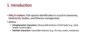 Morphometric and meristic characters of Fishes. pptx | PPTX