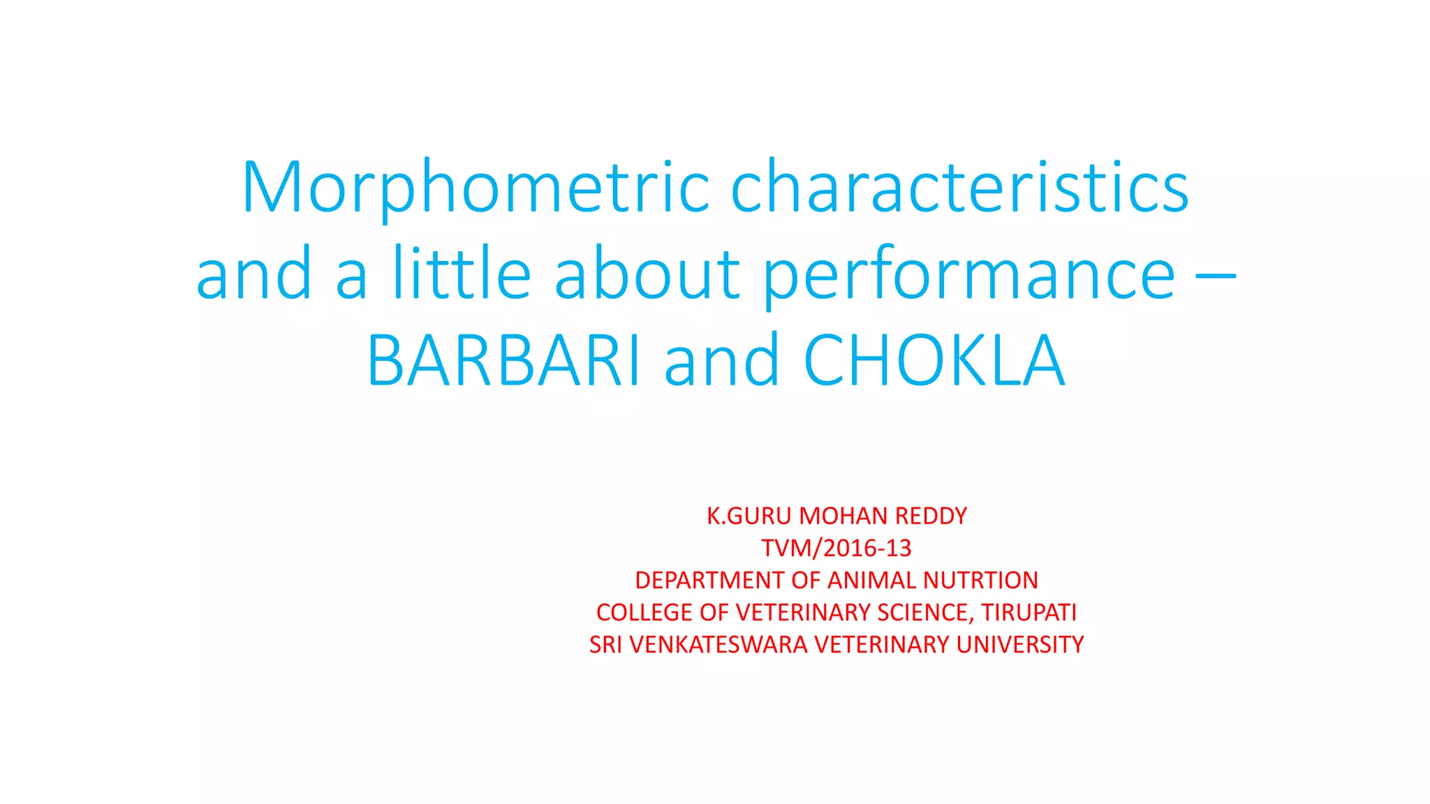 Morphometric characteristics and a little about performance –barbari ...