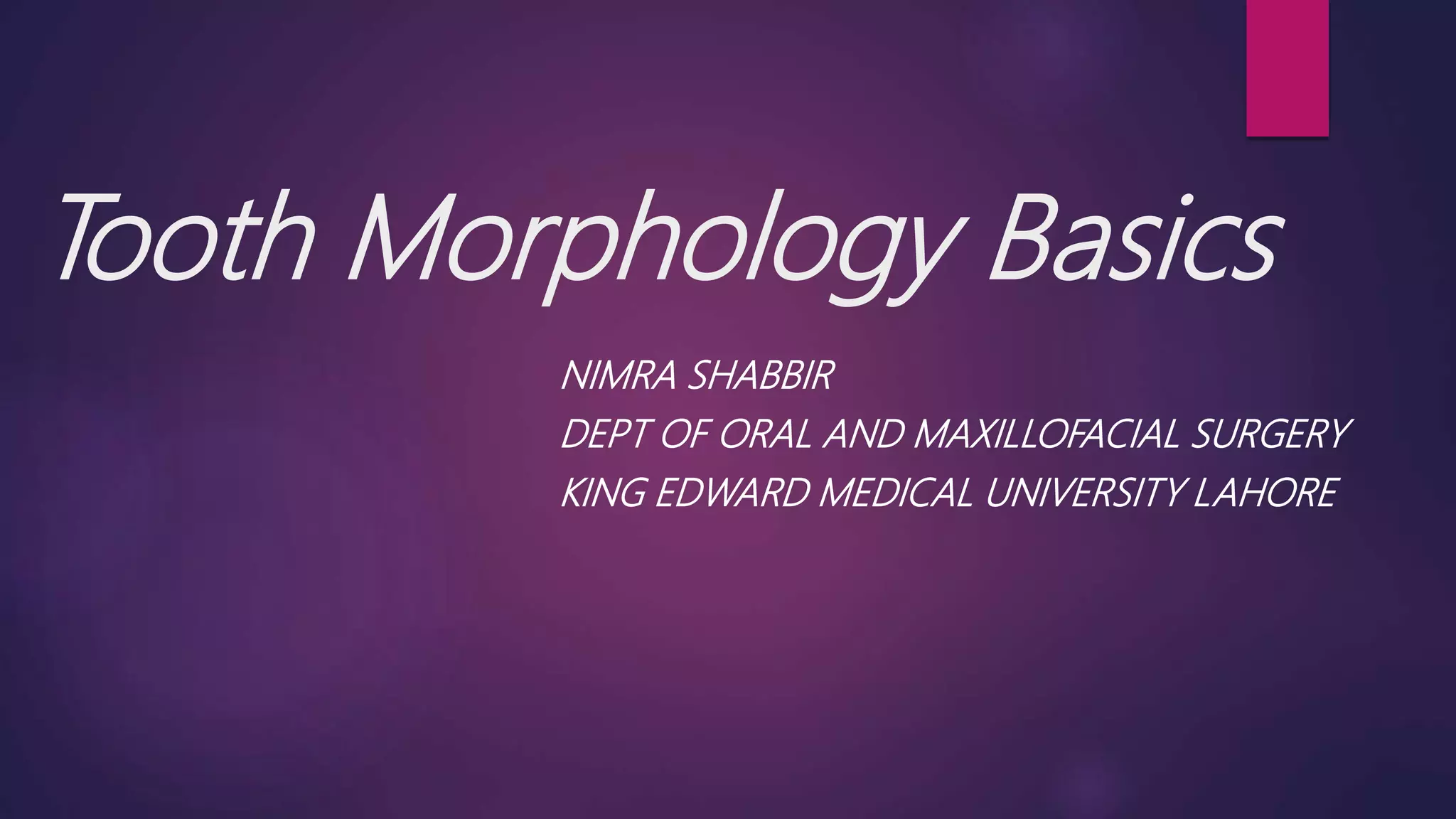 Tooth Morphology | PPTX