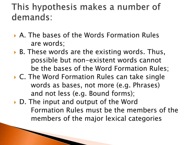 MORPHOSYNTAX: GENERATIVE MORPHOLOGY | PPTX | Science