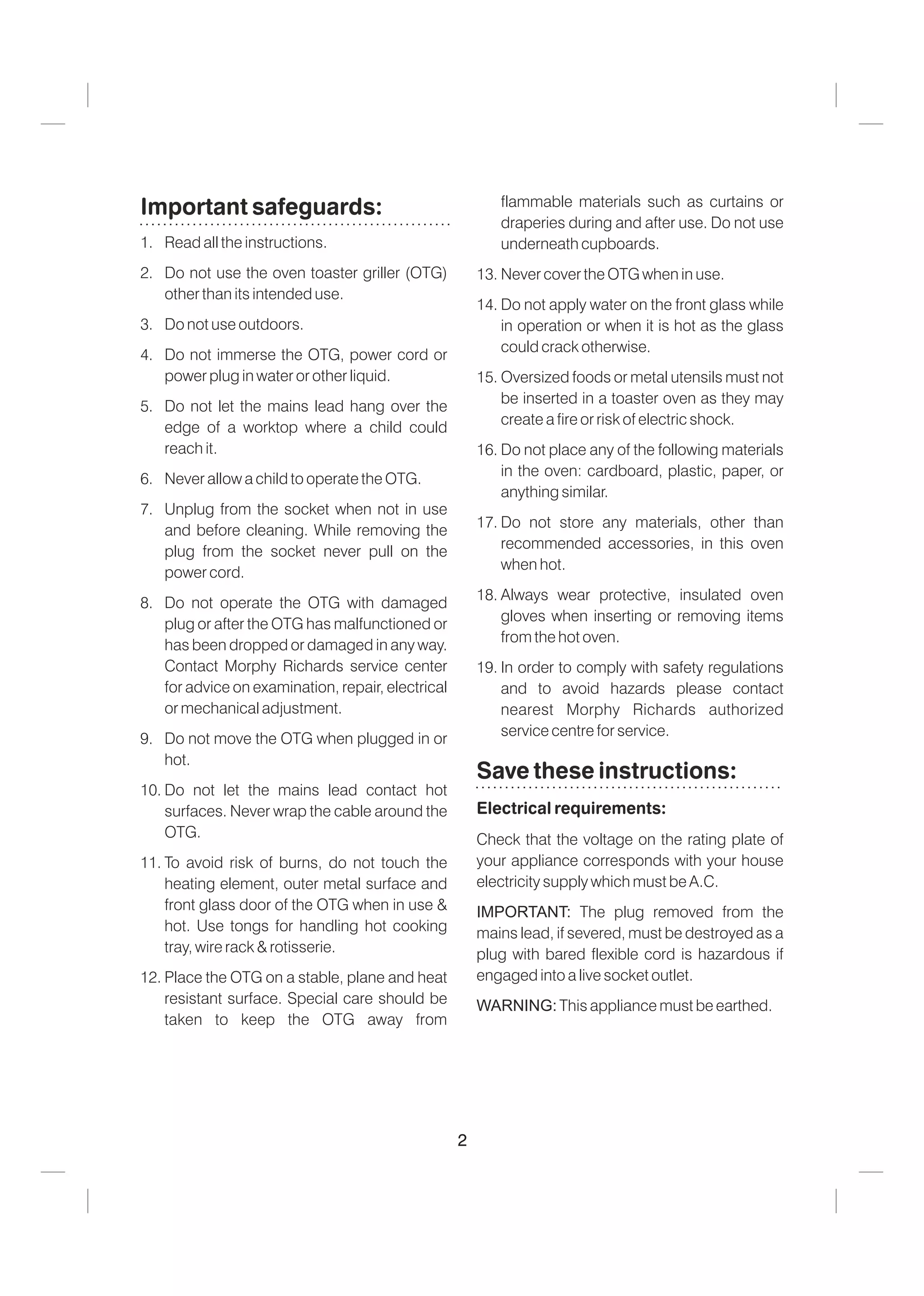 Morphy richard oven manual | PDF