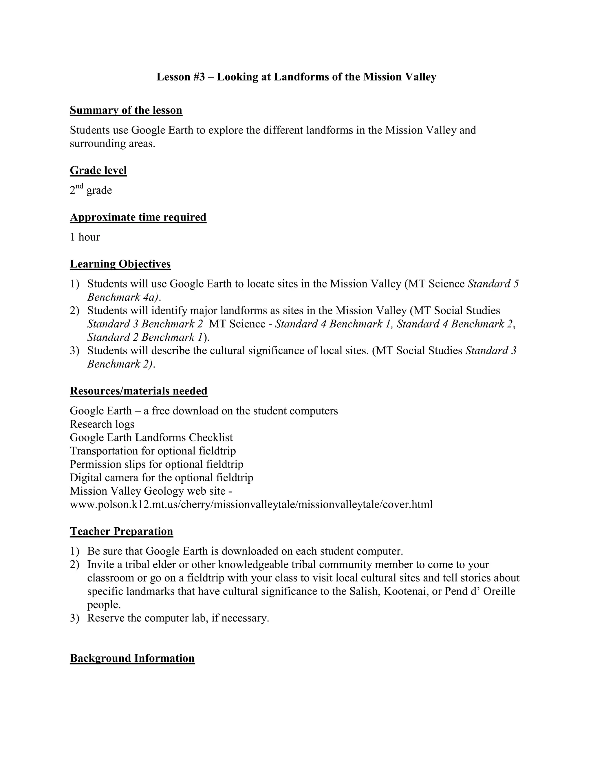 Landforms for class 2 Teaching plan and formative assessment etc | PDF