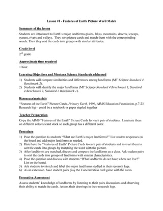 Landforms for class 2 Teaching plan and formative assessment etc | PDF