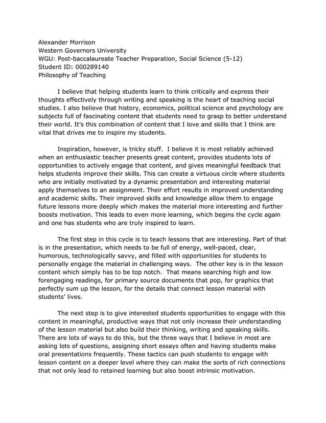 Morrison teaching philosophies | PDF