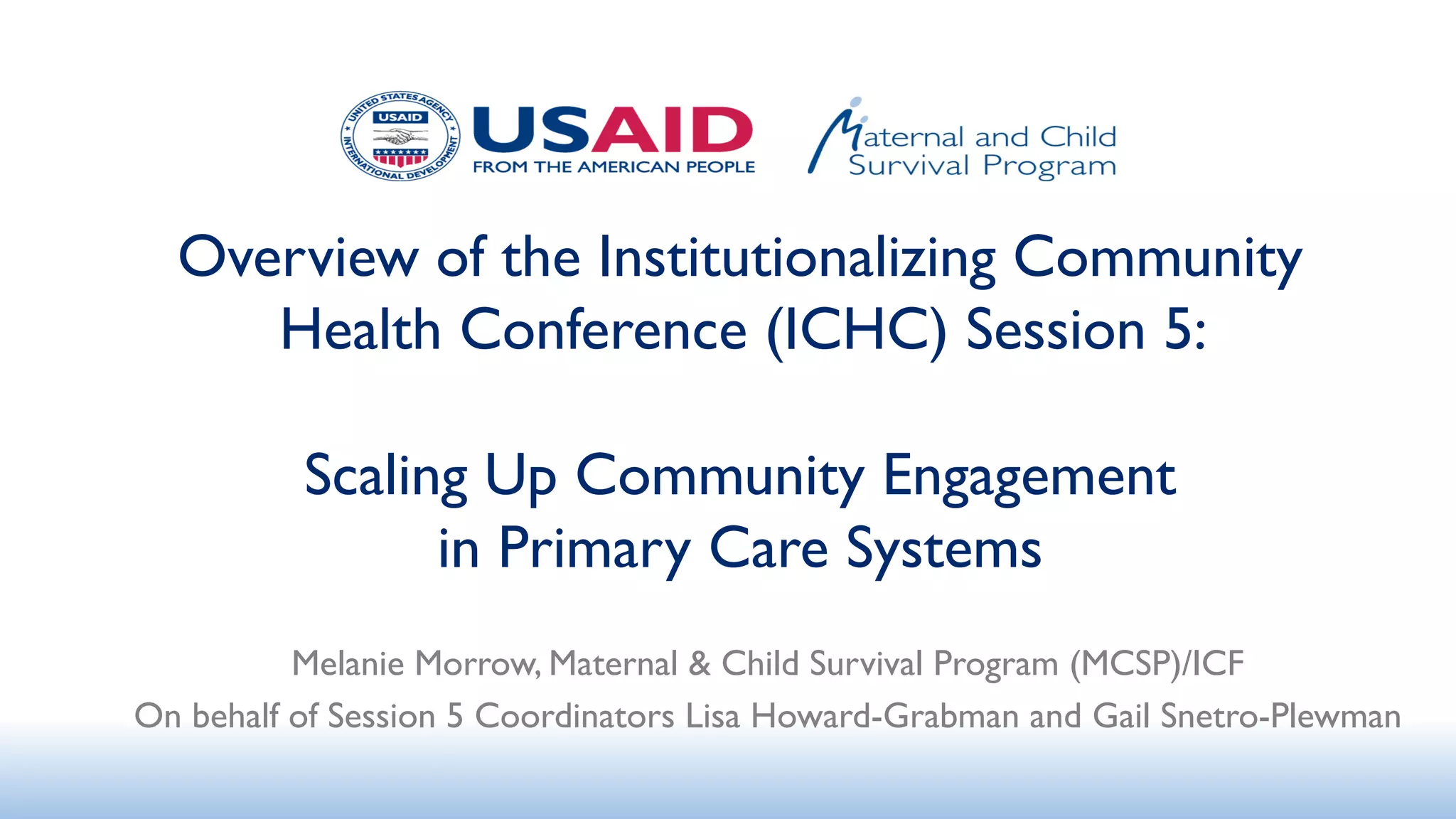 Next Steps from ICHC -- Morrow | PPT