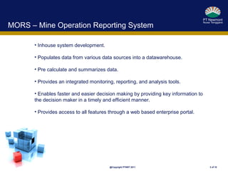 MORS (Mine Operation Reporting System) | PPT