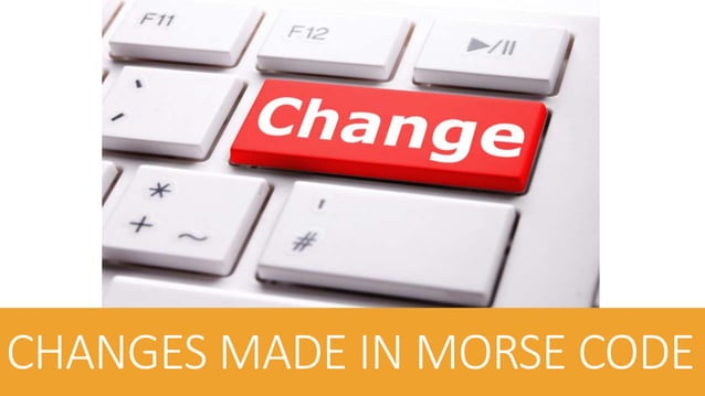 Morse code (-- --- .-. ... . -.-. --- -.. .) | PPTX | Technology & Computing