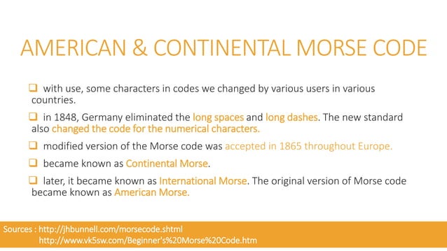 Morse code (-- --- .-. ... . -.-. --- -.. .) | PPTX | Technology & Computing
