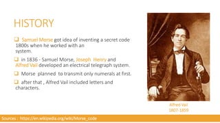 Morse code (-- --- .-. ... . -.-. --- -.. .) | PPTX