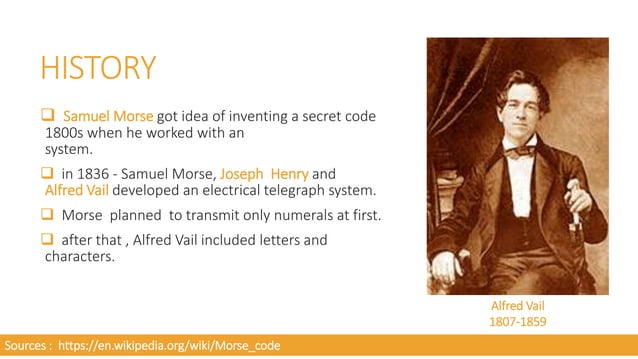 Morse code (-- --- .-. ... . -.-. --- -.. .) | PPTX | Technology & Computing