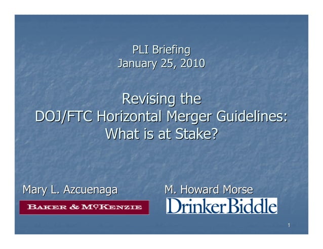 Revising the DOJ / FTC Horizontal Merger Guidelines | PPT