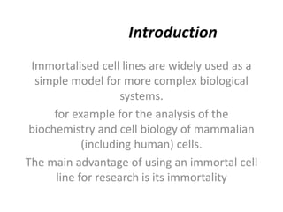 Mortal and immortal cell lines | PPTX