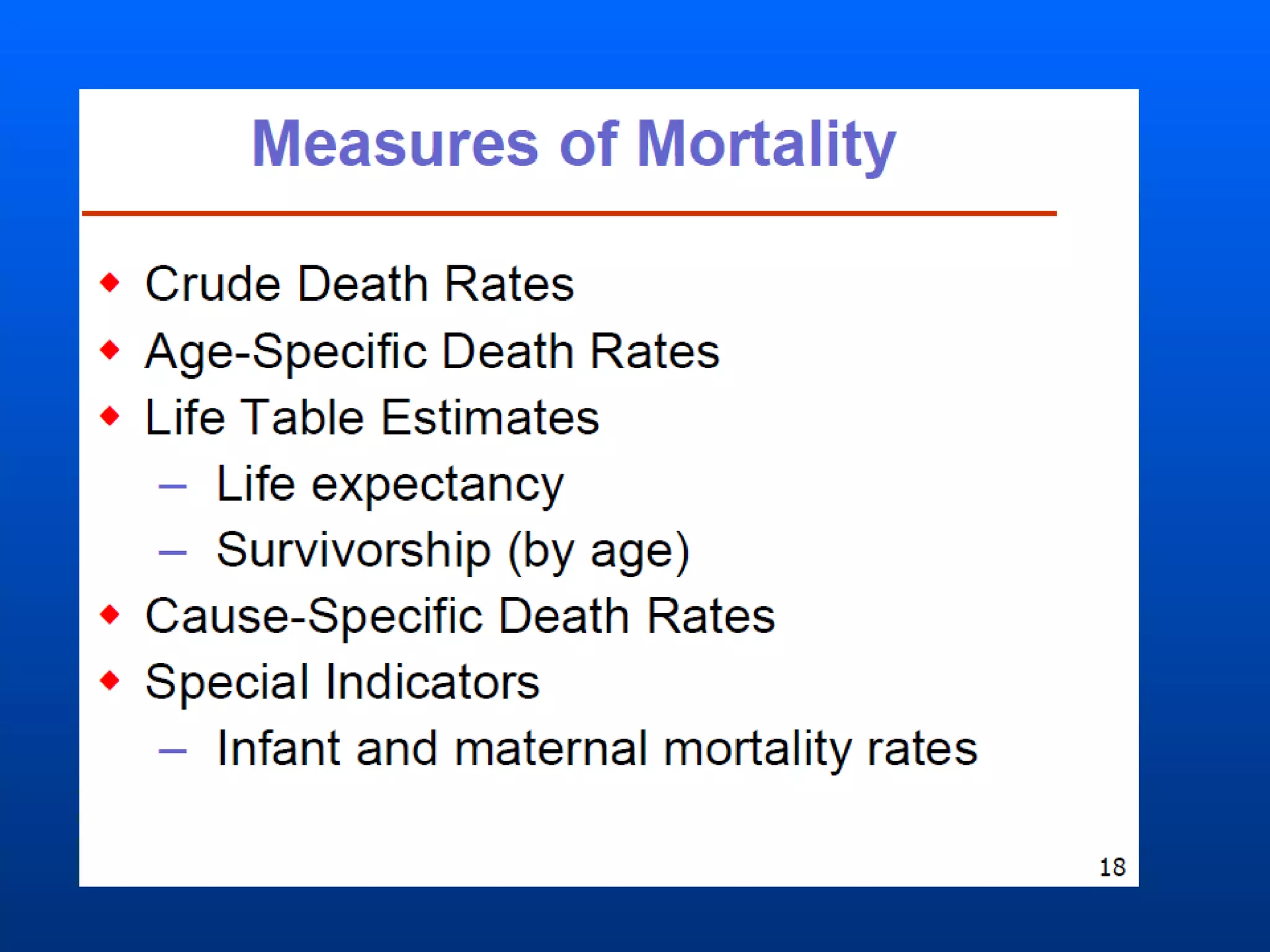 Mortality and mobidity indicators | PPT