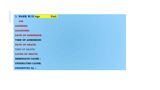 MORTALITY PROFORMA for documentation cause of death | PPTX