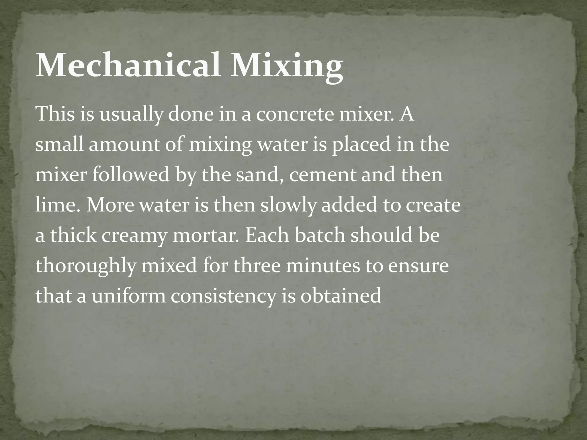 Mortar, Composition of mortar, Types of Mortar, Mixing of Mortar ...