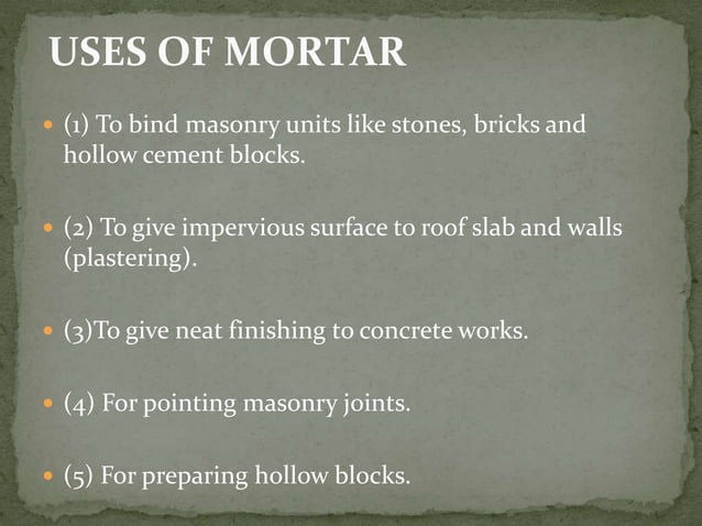 Mortar, Composition of mortar, Types of Mortar, Mixing of Mortar ...