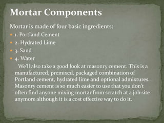 Mortar, Composition of mortar, Types of Mortar, Mixing of Mortar ...