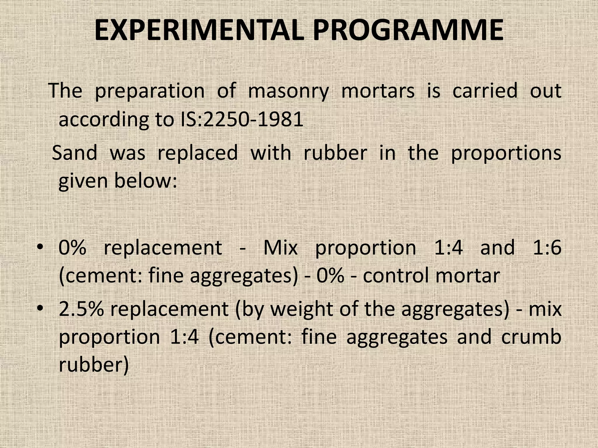 Mortar containing crumb rubber | PDF