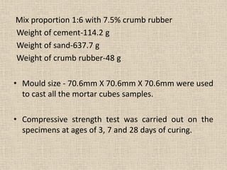Mortar containing crumb rubber | PDF