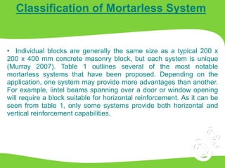 Mortarless system | PPTX