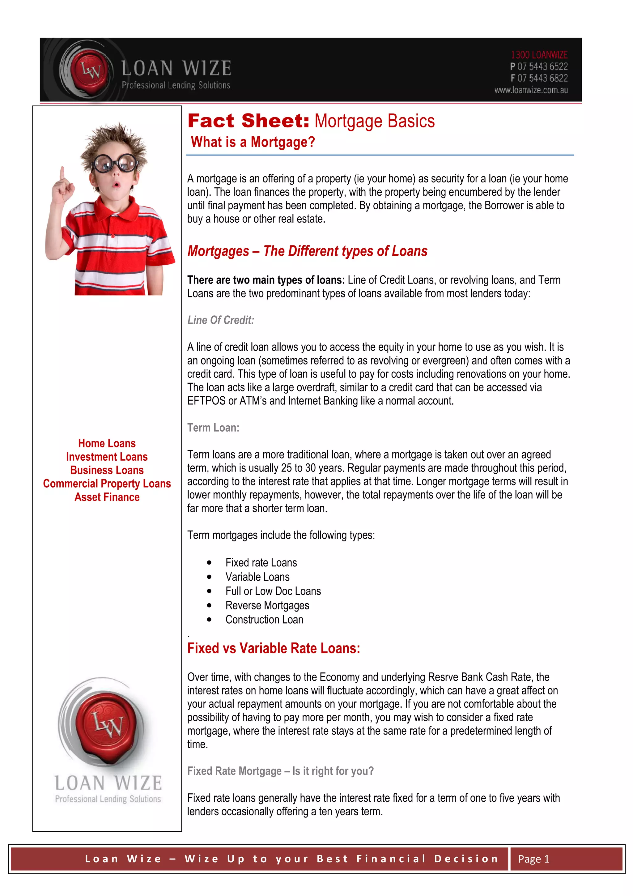 Mortgage fact sheet email | PDF