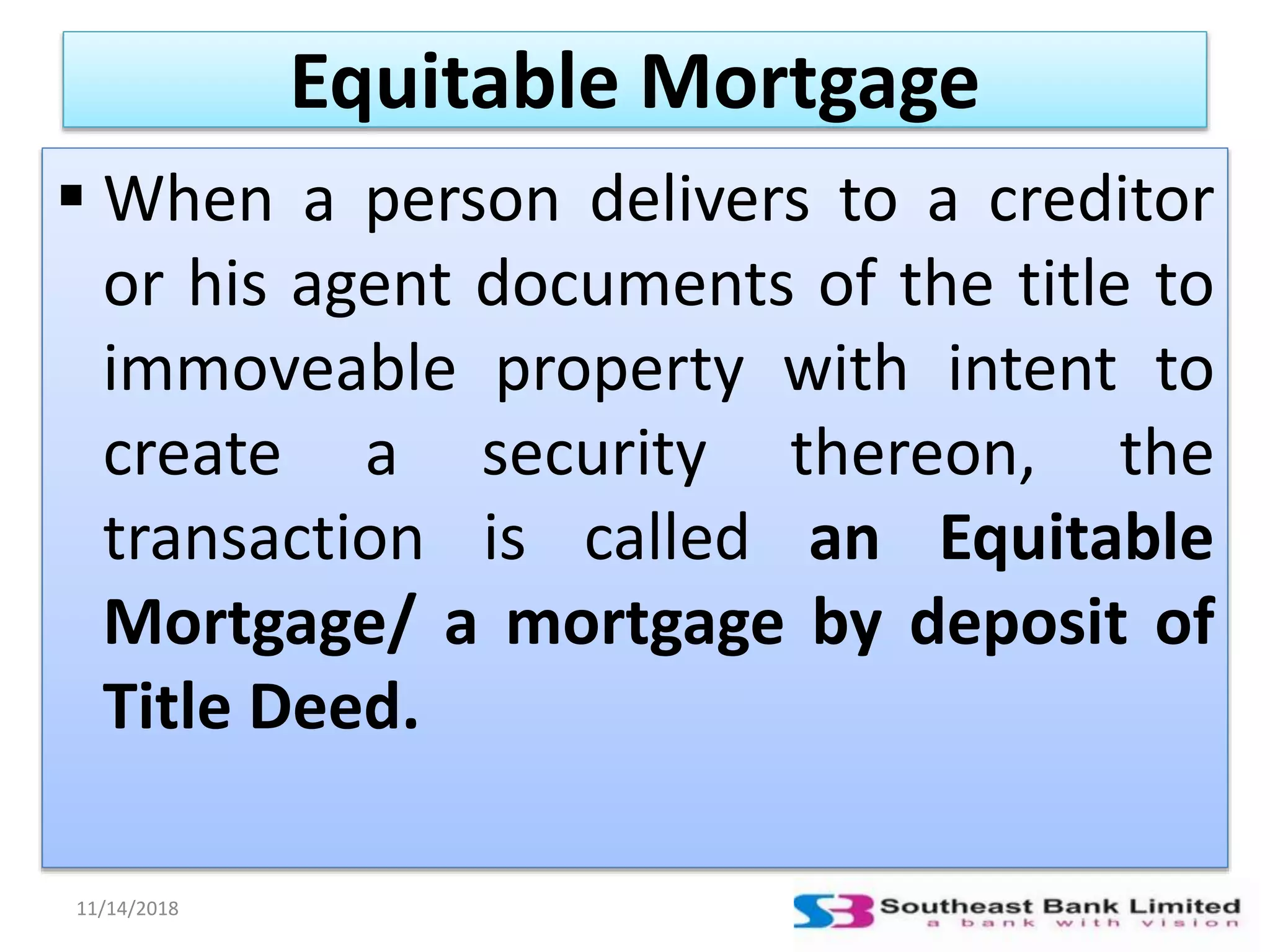 Mortgage formalities of collateral security, rigpa, redemption deed ...