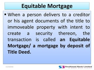Mortgage formalities of collateral security, rigpa, redemption deed ...
