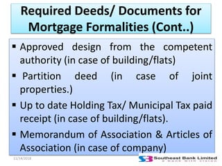 Mortgage formalities of collateral security, rigpa, redemption deed ...