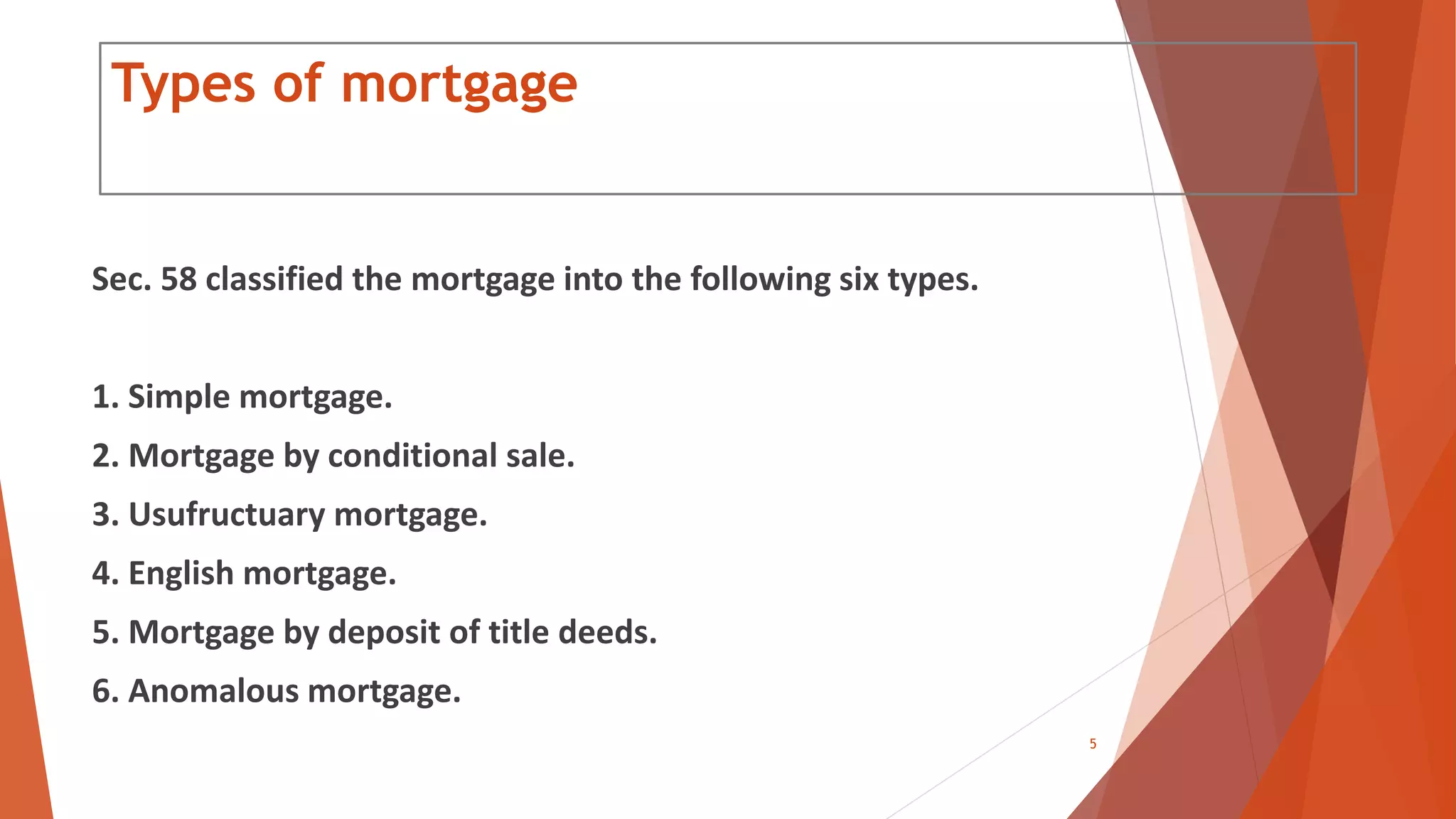 Mortgage under transfer of property law sec 58 | PDF