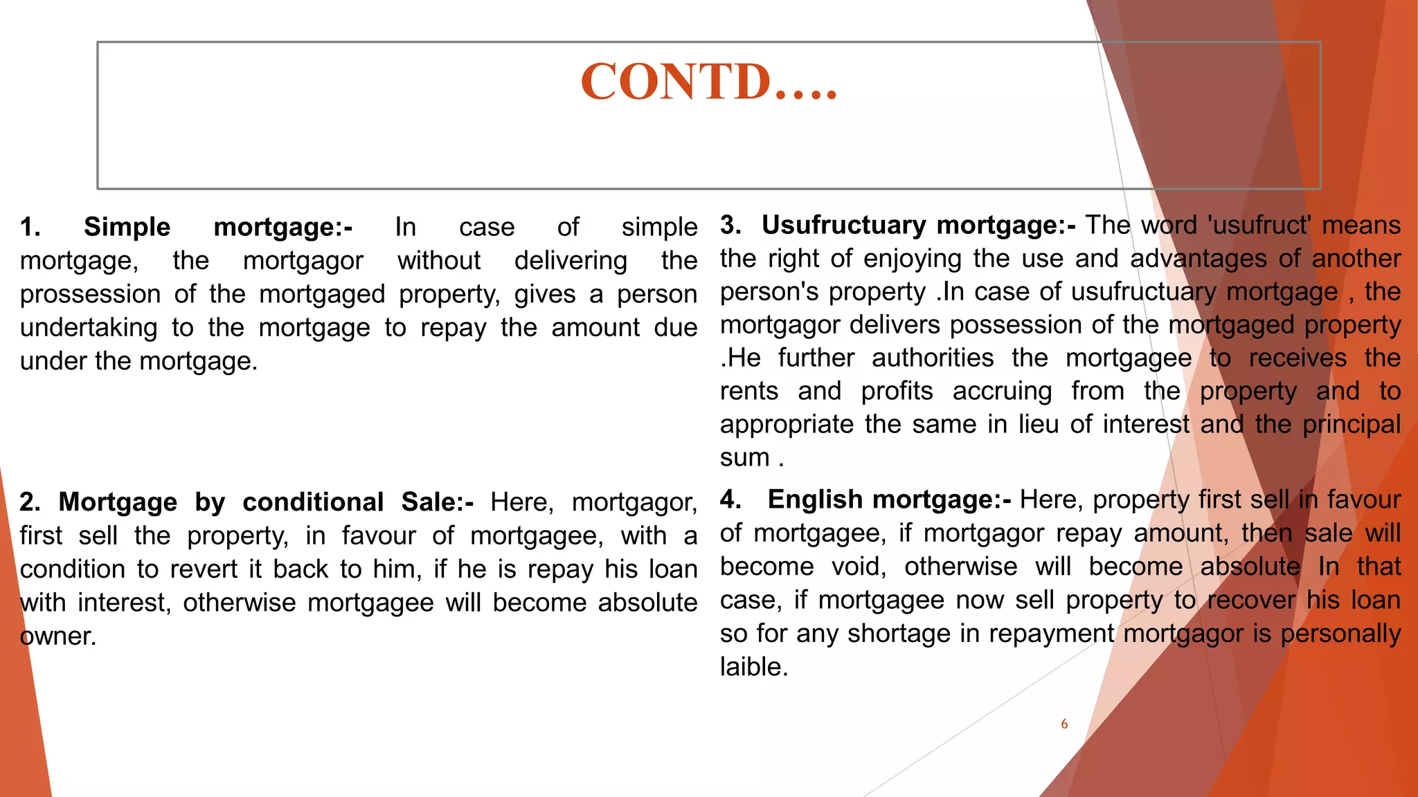 Mortgage under transfer of property law sec 58 | PDF