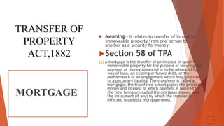 Mortgage under transfer of property law sec 58 | PDF