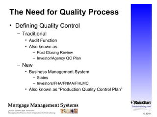 Mortgage Quality Control - Managing the Process | PPT