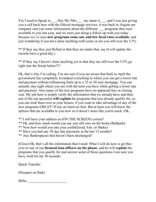 FREE Mortgage Lead Script | DOC