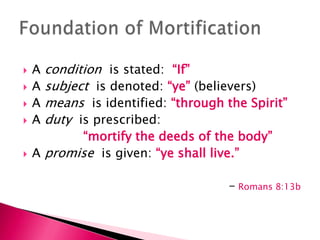 Mortification of sin in believers | PPT