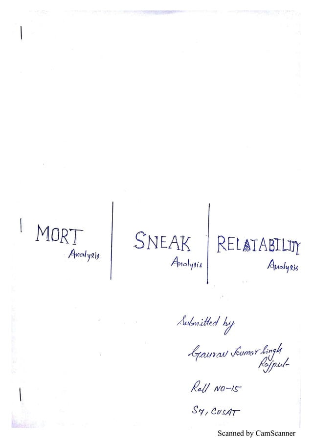 Mort Analysis | Sneak Analysis | Reliability Analysis | Gaurav Singh ...