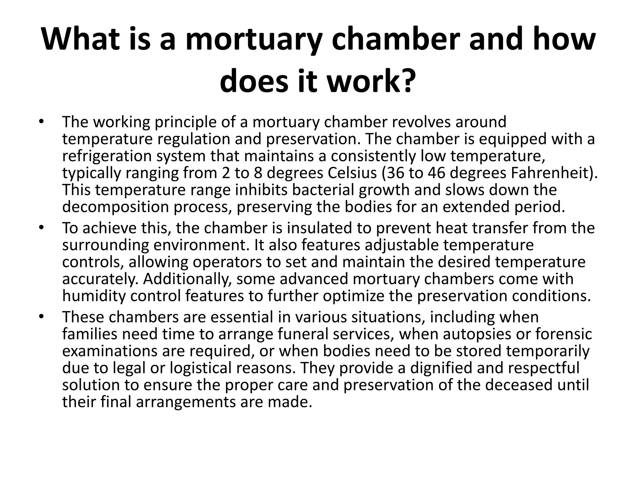 Mortuary Chamber Suppliers & Manufacturers | PPTX