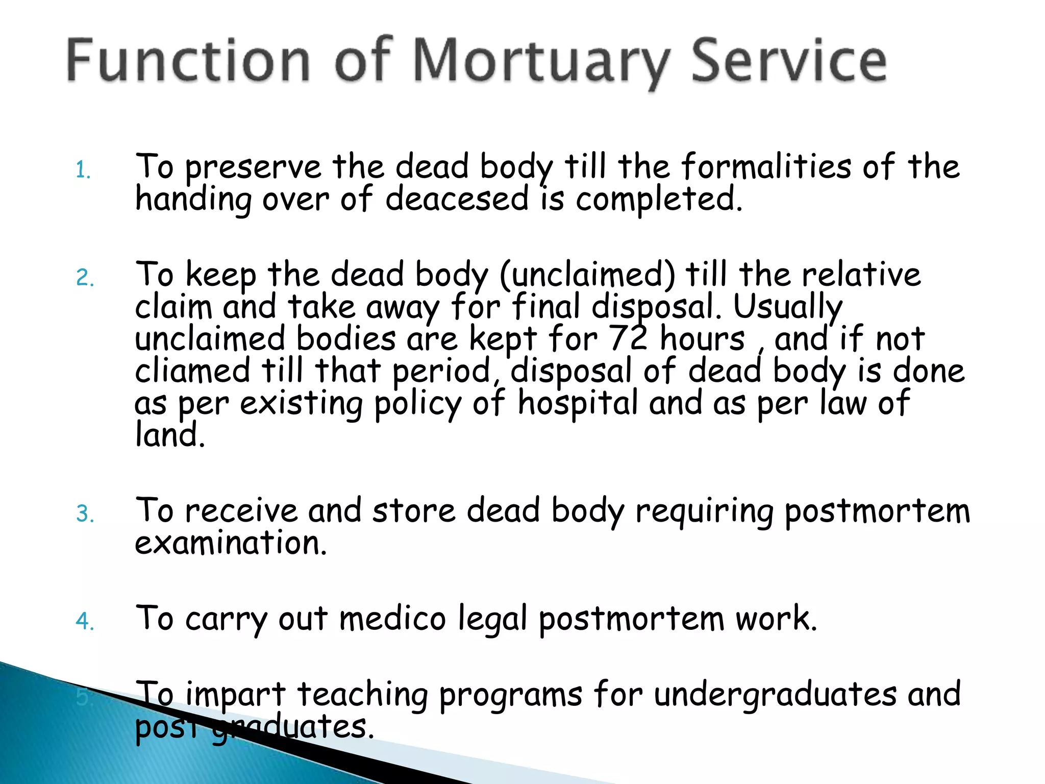 Mortuary service in hospital | PPTX