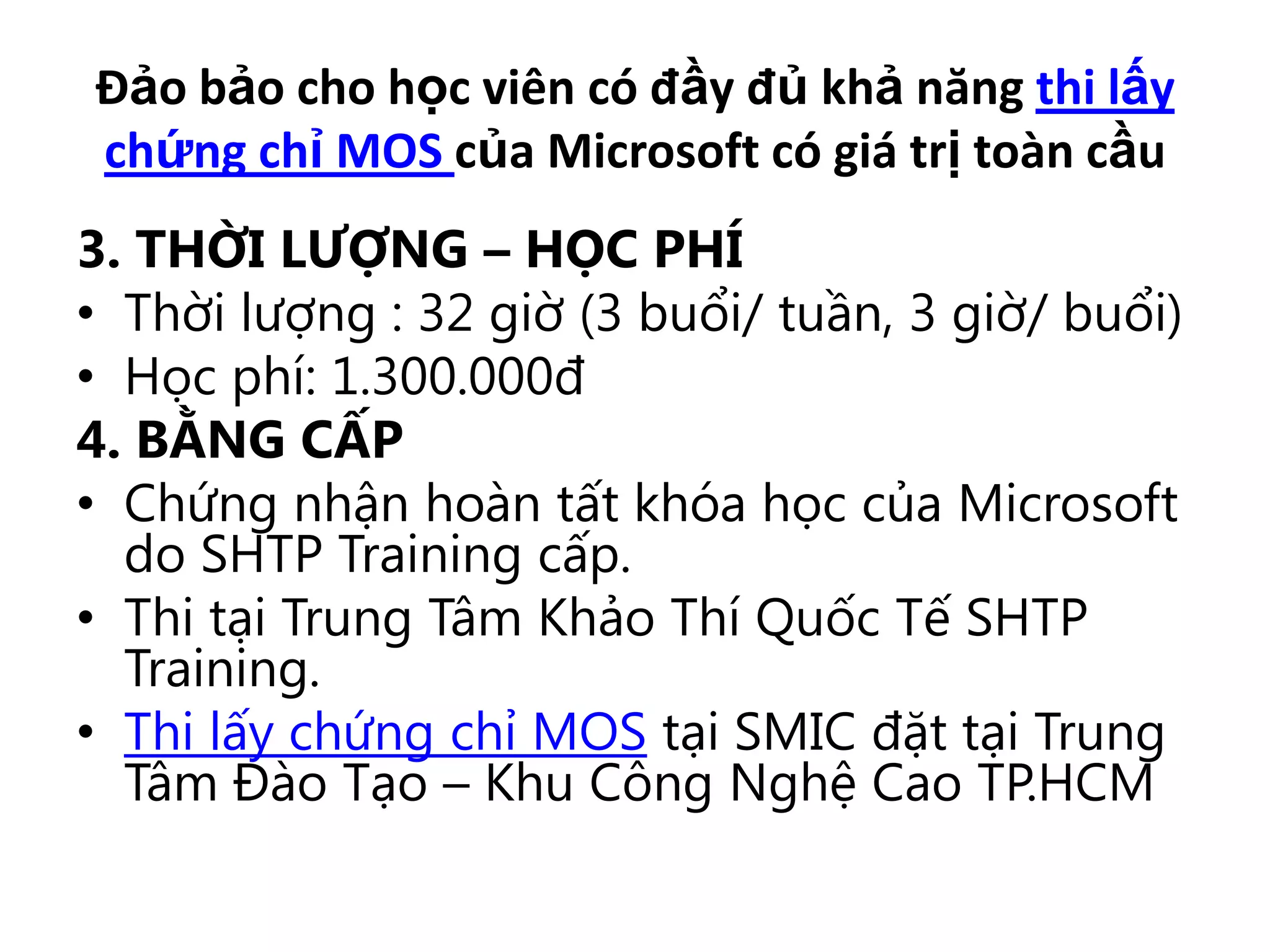 Thi lay chung chi MOS | PPT