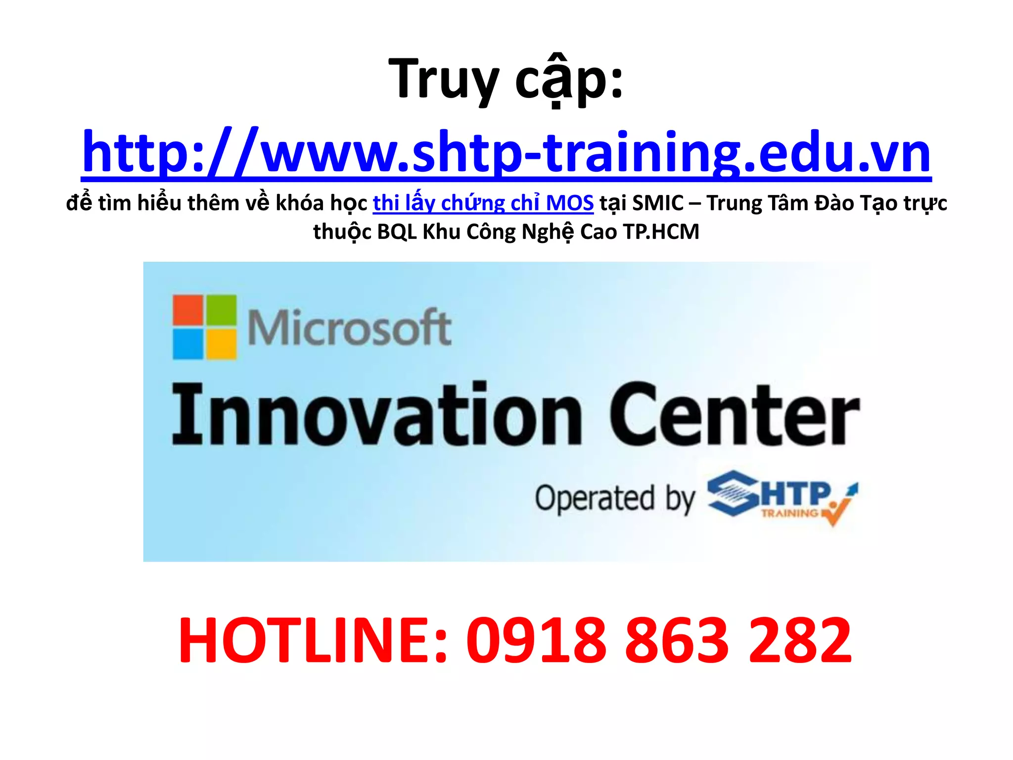 Thi lay chung chi MOS | PPT