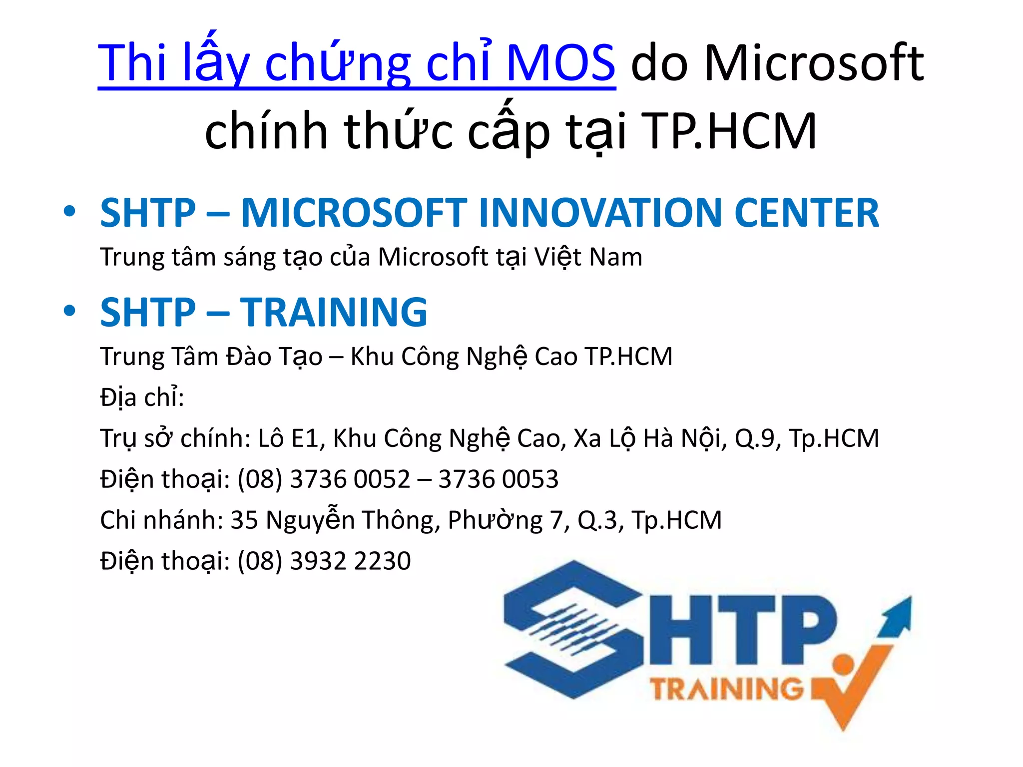 Thi lay chung chi MOS | PPT