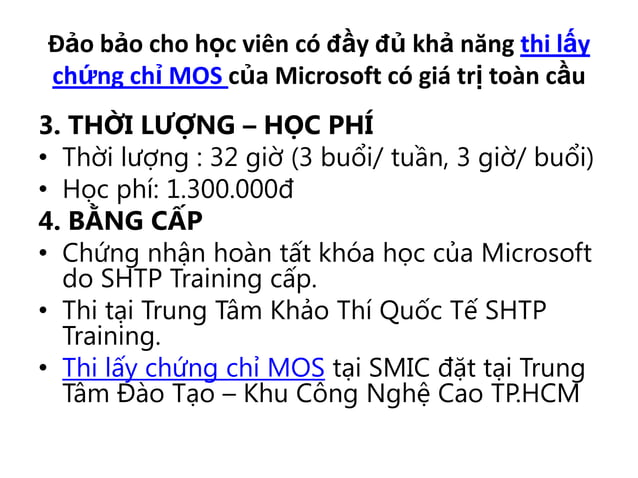 Thi lay chung chi MOS | PPT