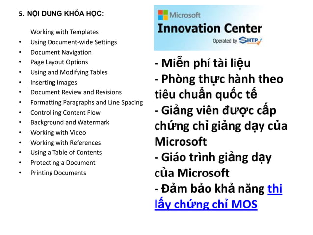 Thi lay chung chi MOS | PPT