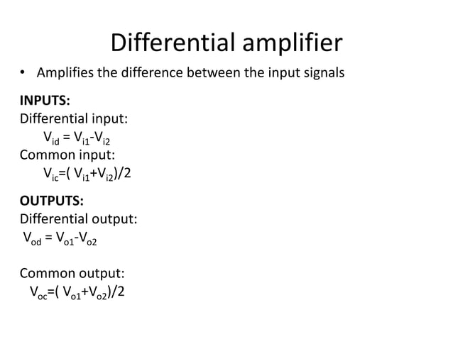 DIFFERENTIAL AMPLIFIER using MOSFET | PPTX