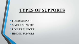 Types of loads, beams, support and support reaction calculation | PPTX
