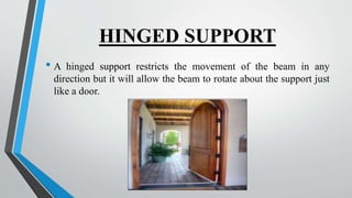 Types of loads, beams, support and support reaction calculation | PPTX