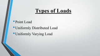 Types of loads, beams, support and support reaction calculation | PPTX