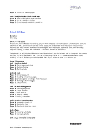 Microsoft office course outline | PDF